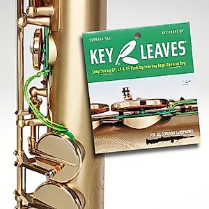 Key Leaves soprano saxophone key props to stop sticky pads, protect pad leather and keep your saxophone cleaner