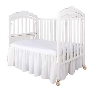 Queen's Linen Crib Dust Ruffle White Crib Bed Skirt With Split Corners -Crib Dust Ruffle For Standrad Crib 14 Drop (28” X 52”)