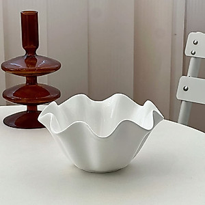 CALLARON Bowl Serving Dishes Ceramic Sauce Dishes Flower Shape Porcelain Side Dish Dip Bowl Japanese Seasoning Serving for Soy Sauce Ketchup Appetizer BBQ Snack Soup Rice 8.3inch Plastic