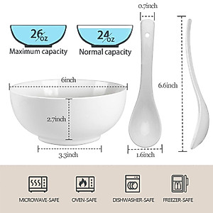 Artena Asian Soup Bowls with Spoons Set of 4 & Teal Blue Solid Soup and Sandwich Plate combo