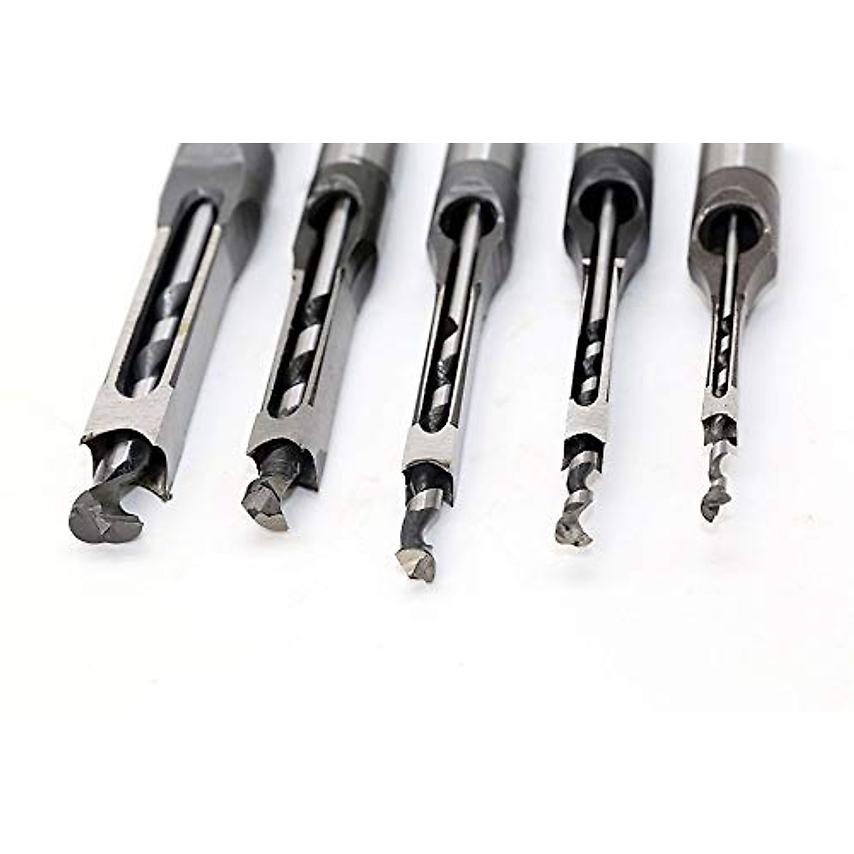 Amena 4Pcs Woodworker Square Hole Drill Bits Mortising Chisel Set,Woodworking Hole Saw Mortise Chisel Drill Bit Kit Tool Set 1/4 2/5 3/8 1/2