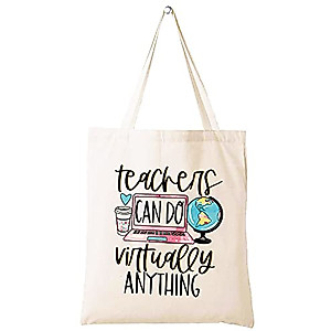Teachers Can Do Virtually Anything – Shoulder Bag Shopping Bag Tote Bag Gift – Appreciation Gifts for Teachers - Birthday Christmas Back To School Gift For Teacher