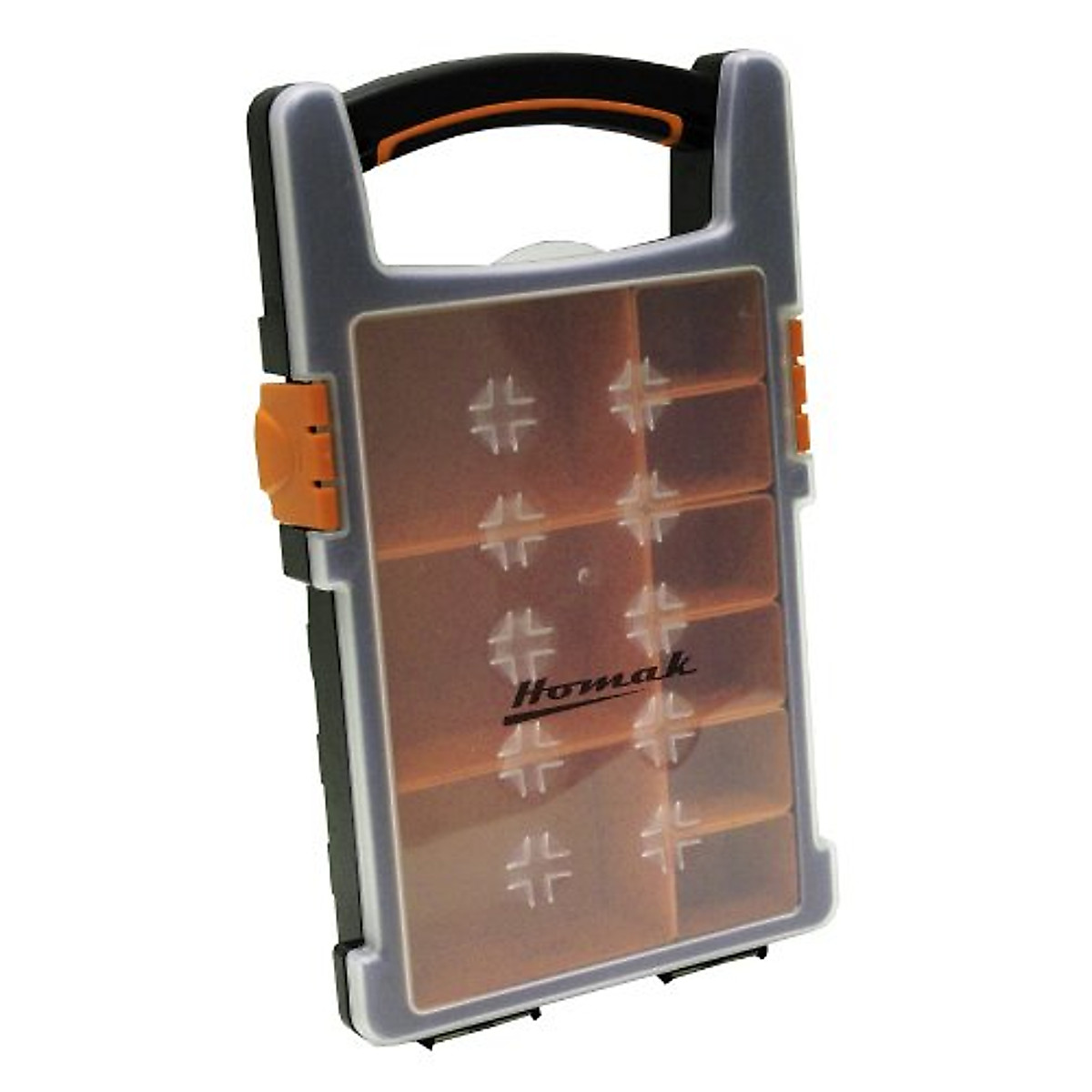 Homak Plastic Organizer with 9 Removable Bins, HA01109225, Orange