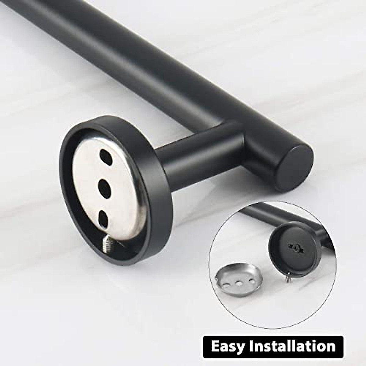 NearMoon Bathroom Towel Bar, Bath Accessories Thicken Stainless Steel Shower Towel Rack for Bathroom, Towel Holder Wall Mounted (2 Pack, Matte Black, 24 Inch)