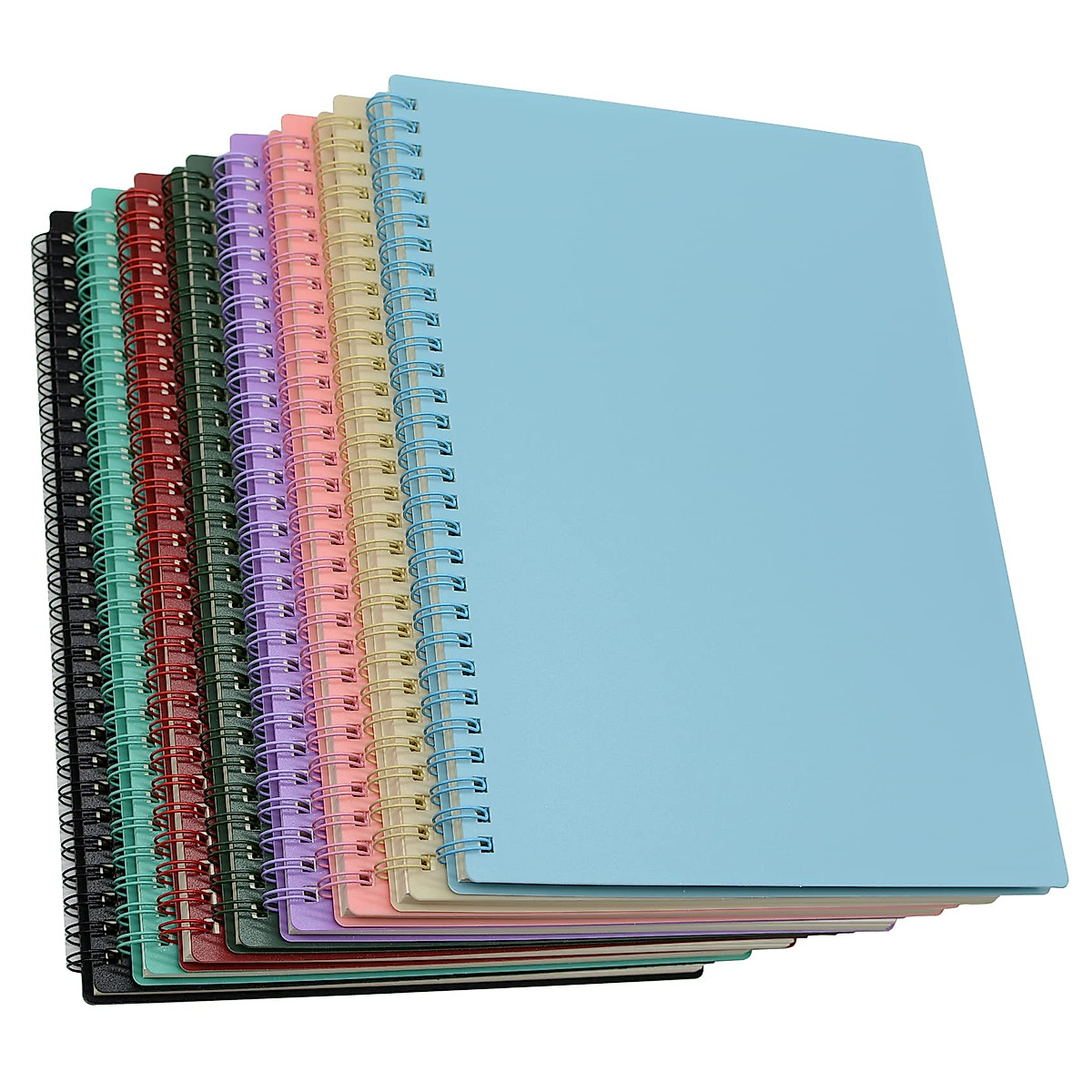 Yansanido Spiral Notebook, 8 Pcs 10.5 Inch x 7.45 Inch B5 Thick Plastic Hardcover 7mm College Ruled 8 Color 80 Sheets -160 Pages Journals for Study, Work, Travel and Notes (B5, 8 Pcs 8 Color)