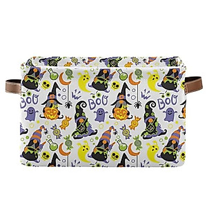 Halloween Gnome Boo Storage Basket Bins Decorative Toy Laundry Basket Organization with Handles for Home Boys Girls Office Closet Shelf Nursery Baskets,1 pcs