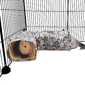 Guinea Pig Ferret Rat Corner Tunnel and Hammock, Guinea Pig Hideout Corner Tunnel & Tubes for Bunny Rabbit Hedgehog Piggy Chinchilla Toys and Cage Accessories (2. Tunnel-Cat)