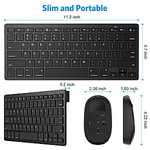 OMOTON Bluetooth Keyboard and Mouse Combo, Wireless Keyboard Mouse for iPad Pro 13,11(2024)/12.9, iPad 10th/9th/8th/7th Gen, iPad Air 6/5/4, and Bluetooth Enabled Devices (Black)