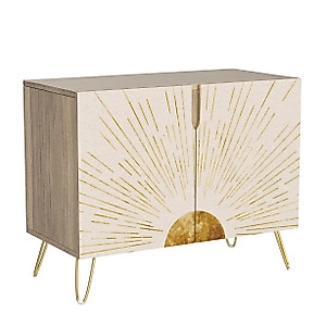 SIGNWIN Sideboard Buffet Cabinet, Kitchen Storage Cabinet with 2 Doors, Golden Rising Shining Sun Horizon, Cupboard Console Table for Dining Room - 35" L x 18" W x 29" H