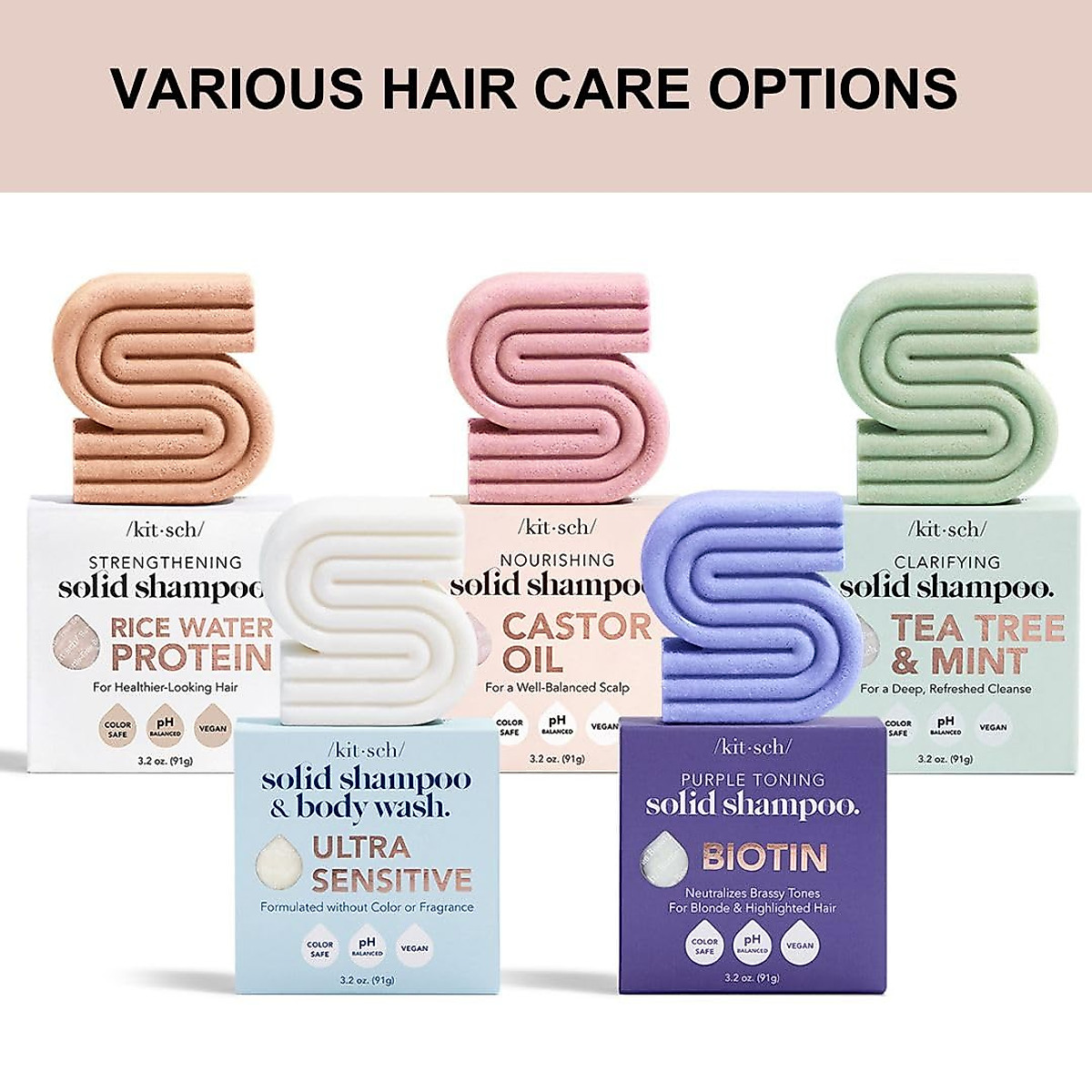 Kitsch Tea Tree & Mint Anti-Dandruff Shampoo Bar - Vegan, Natural, Paraben & Sulfate Free | For Itchy Scalp & All Hair Types | Made in US, 3.2oz