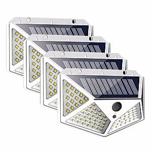 100LED Solar Power Wall Light PIR Motion Sensor Outdoor Street Lamps IP65 Waterproof Garen Lamp Solar Light Outdoors Lamps(4 Pack)