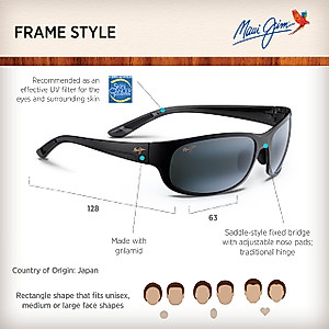 Maui Jim Twin Falls w/ Patented PolarizedPlus2 Lenses Polarized Lifestyle Sunglasses, Gloss Black Fade/Neutral Grey Polarized, Medium