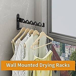 Danpoo Wall Mounted Drying Rack Clothing Foldable, Laundry Drying Rack Collapsible, Folding Clothes Hanger Holder, Matte Black(one Pack)