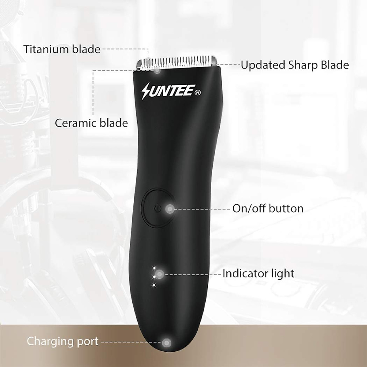 Adhope Body Hair Trimmer and Shaver for Men - Body Groomer for Groin&Ball w/Lighting - Pubic Hair Trimmer Replaceable Ceramic Blade Heads - Ergonomic Electric Razor IPX7 Waterproof Wet/Dry