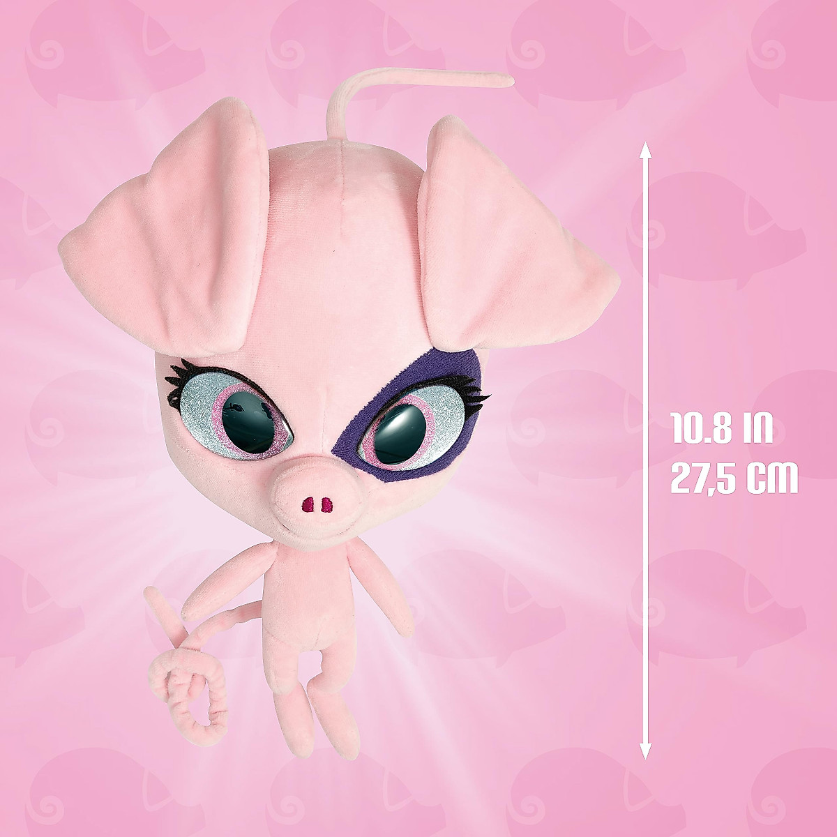 Miraculous Ladybug - Kwami Mon Ami Daizzi, 9-inch Pig Plush Toys for Kids, Super Soft Stuffed Toy with Resin Eyes, High Glitter and Gloss, and Detailed Stitching Finishes (Wyncor)