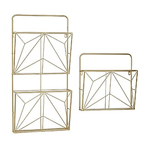 Deco 79 Rustic Metal Rectangle Wall Shelf, Set of 2 15", 30"H, Gold