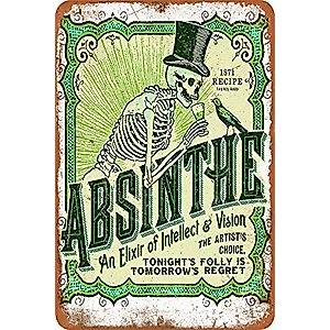 Dafony Absinthe Wall Metal Poster Retro Plaque Warning Tin Sign Vintage Iron Painting Decoration Funny Hanging Crafts for Bar Garden Bedroom Restaurant