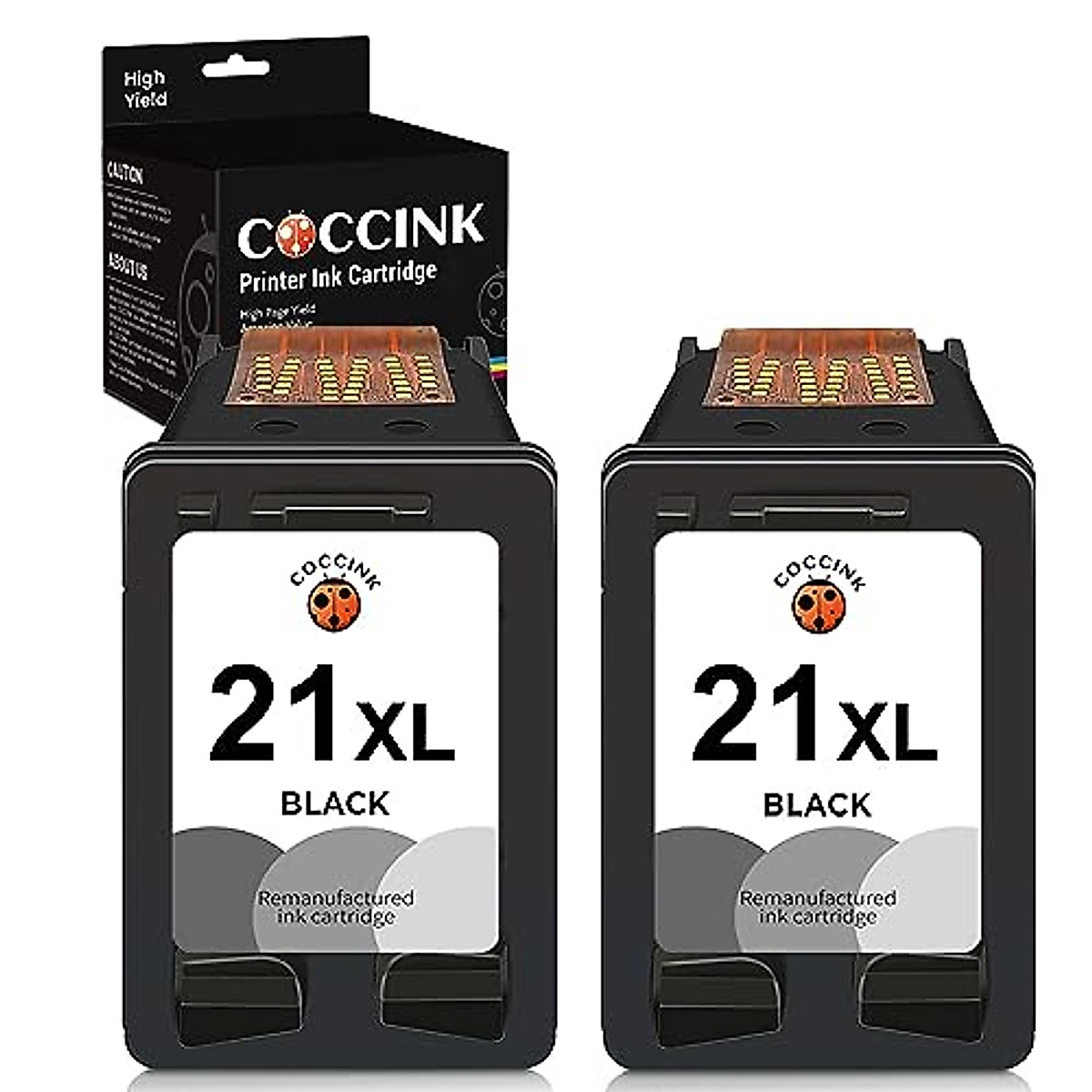 COCCINK 21XL Ink Cartridge Replacement for HP Ink 21 XL for Deskjet F4180 F2210 D1560 D1530 D1420 D1520 3915 3930 PSC 1410 Officejet 4315 J3680 Printer (2 Black) High Yield