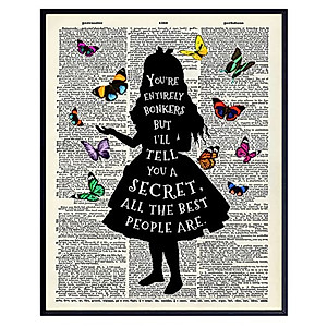 Alice Wonderland Quote, Saying - Dictionary Wall Art Print - 8x10 Photo Picture - Home Decor for Women, Kids, Girls Bedroom - Cool Gift - Unframed Poster