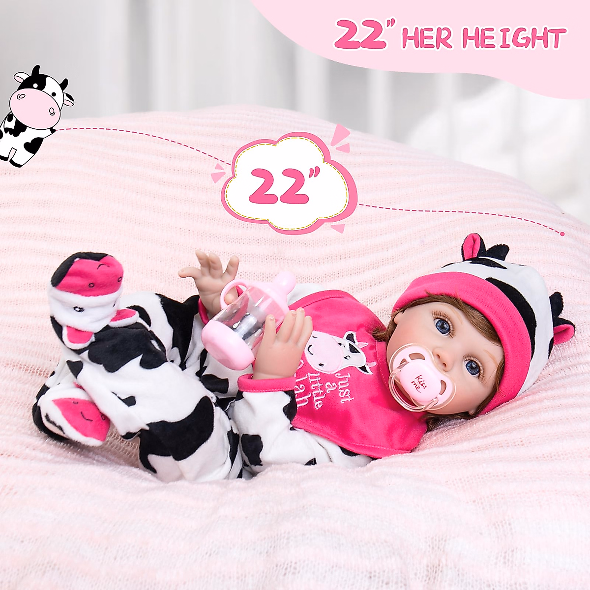 Aori Reborn Baby Dolls - 22" Realistic Newborn Girl Doll, Lifelike Baby Girl Dolls, Gift for Kids, Grandma, Collectors