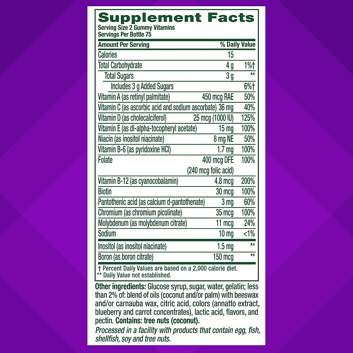 Vitafusion MultiVites Gummy Multivitamins for Adults with 12 Vitamins and Minerals, Berry, Peach and Orange Flavored, America’s Number 1 Gummy Vitamin Brand, 75 Day Supply, 150 Count