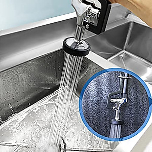 MaxSen Commercial Sink Faucet with Sprayer 8 Inch Center Deck Mount Pre Rinse Faucet 25 Inch Height Restaurant Kitchen Faucet Polished Chrome with Pot Filling and 8 Inch Add On Spout.