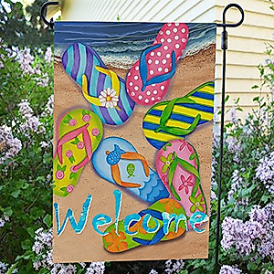 ANLEY |Double Sided| Premium Garden Flag, Flip Flops on Summer Beach Welcome Decorative Garden Flags - Weather Resistant & Double Stitched - 18 x 12.5 Inch