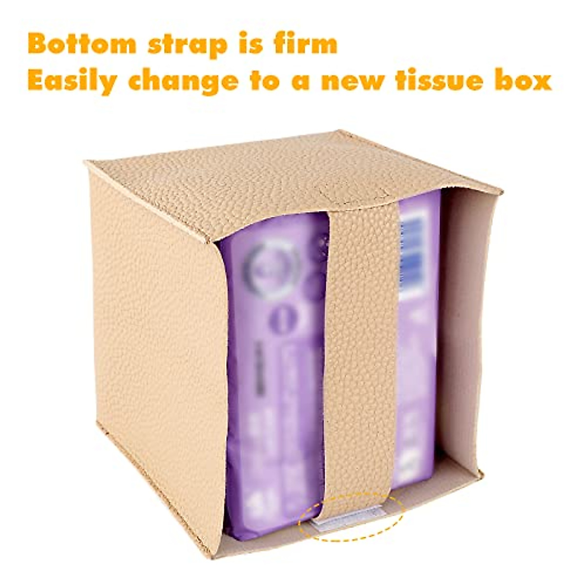 DIGHEIGG Tissue Box Cover, Modern PU Leather Square Tissue Box Holder - Bathroom Organizer Decorative Box Holder for Vanity Countertop, Night Stands, Office Desk & Car 5"X5"X5" - Beige