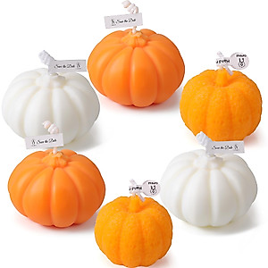 6 Pcs Fall Pumpkin Candles Thanksgiving Pumpkin Shaped Candle Decor Halloween Home Decoration Scented Candles Handmade Wax Candle for Bedroom Bathroom Party