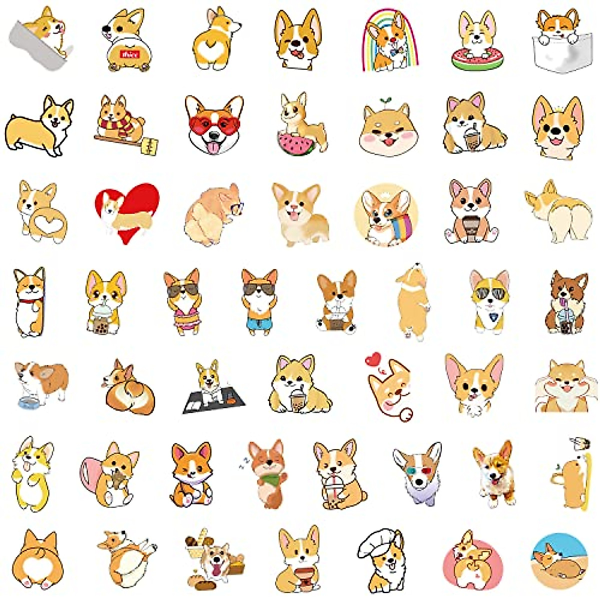 Bastban Cute Dog Stickers, Vinyl Waterproof Stickers for Hydroflask Water Bottles Laptop Tablet Phone, Dog Stickers for Kids Teens Adults (Corgi Stickers)