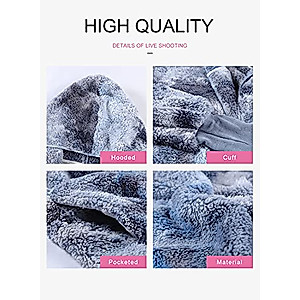 Dokotoo Womens Fashion Plus Size Ladies Chunky Fuzzy Winter Fall Oversized Open Front Long Sleeve Fleece Pocket Hooded Cardigan Sweater Jacket Coat Outerwear Tie Dye Blue XX-Large