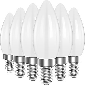 USOWAY E12 4W LED Frosted Candelabra 40W Equivalent, Frosted Glass, 2700K Warm White, 350 Lumens, Candle Light Bulbs (6)