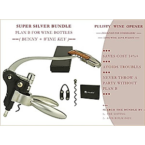 Pulisty Bunny Wine Bottle Opener Set With Stand (Silver or Gold),3 options+Bundles, Screwpull Wine Opener Set, Corkscrews for Wine Bottles, Wine Corkscrew Wine Opener, Easy Wine Opener Manual