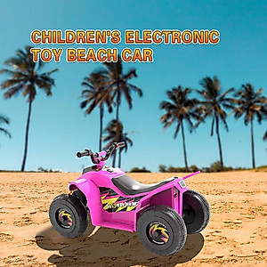 HOVER HEART 6V Electric Mini ATV Quad, 4 Color Beach Car Ride on Equiped with Backward and Forward Control Suitable to 3 Years Old Kids