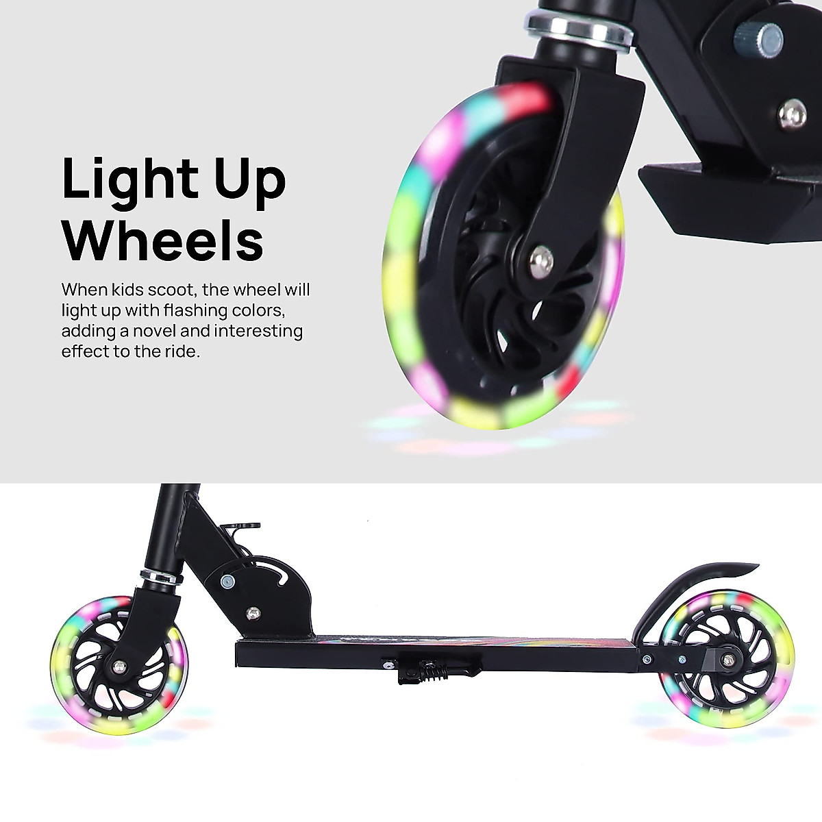 TENBOOM Scooter Toys for Kids Ages 6-12/3-5, Light Up Wheels Christmas Birthday Gifts for Girls Boys, Easy Folding Kids Scooter with 3 Levels Adjustable Handlebar