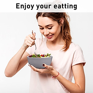 18 Pcs Unbreakable Cereal Bowls 24 Oz Microwave and Dishwasher Safe Wheat Straw Fiber Lightweight Bowl Soup Bowls Microwavable Kitchen Bowls for Serving Salad Rice Pasta Dishes Oatmeal (Gray)