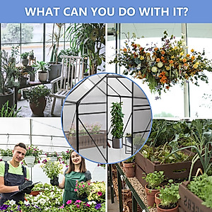 LUSPAZ 6x6ft Black Polycarbonate Greenhouse with Raised Base and Anchor Heavy Duty Aluminum Walk-in Greenhouse for Outdoor Backyard All Season Gardening Solution