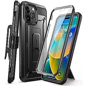 SUPCASE Unicorn Beetle Pro Case for iPhone 14 Pro 6.1", with Built-in Screen Protector & Kickstand & Belt-Clip Heavy Duty Rugged Case (Black)