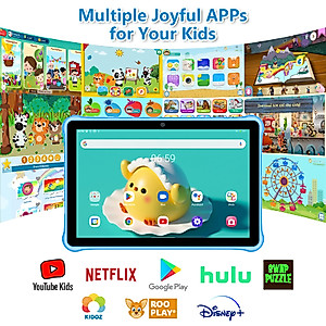 Blackview Kids Tablet Android 12 Tablet Tab A7 Kids 10.1 inch Tablets 64GB ROM 1TB Expand 6580mAh Toddler Tablet Bluetooth IPS HD+ Display Parental Control Educational Games Blue