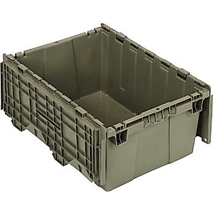 Quantum QDC2115-9 Plastic Storage Container with Attached Flip-Top Lid, 21" x 15" x 9", Gray