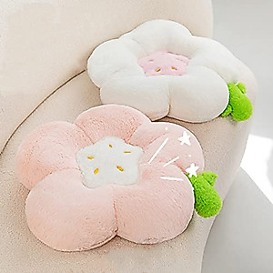 HXIYAN Flower Shaped Pillow Super Soft Cushion Plush Waist Cushion Flower Floor Cushion Lovely Room Decoration and Plush Pillow (19.6in*16.5in, White)