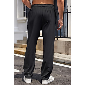COOFANDY Men's Jogger Sweatpants Cotton Yoga Pants Casual Trousers Lounge Pants Black