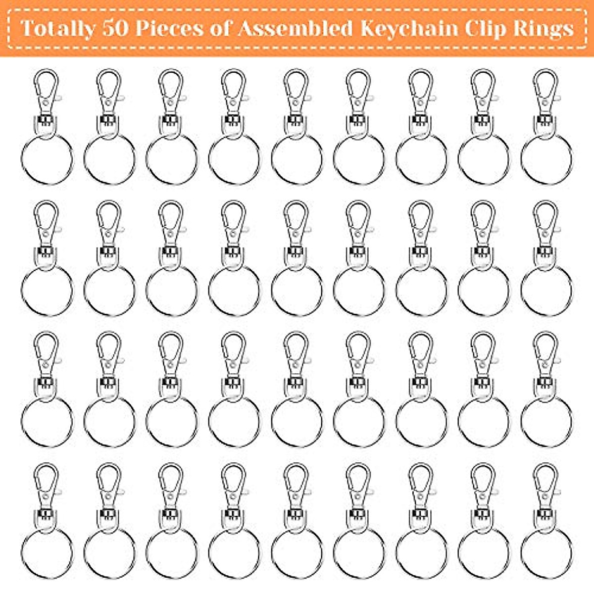 Keychain Rings for Crafts, Audab 50 Sets Assembled Key Chains Rings Keychain Hardware Key Rings for Key Chains, Crafts and Lanyards