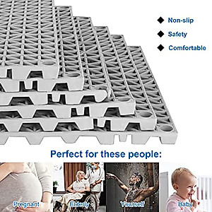 YOUNTHYE 12 Pack 12 x 12 Inch Interlocking Drainage Tiles Rubber Outdoor Tiles Splicing Waterproof Mat for Patio Pool Mats for Deck No-Slip Modular Interlocking Cushion for Shower Kitchen Yard Balcony