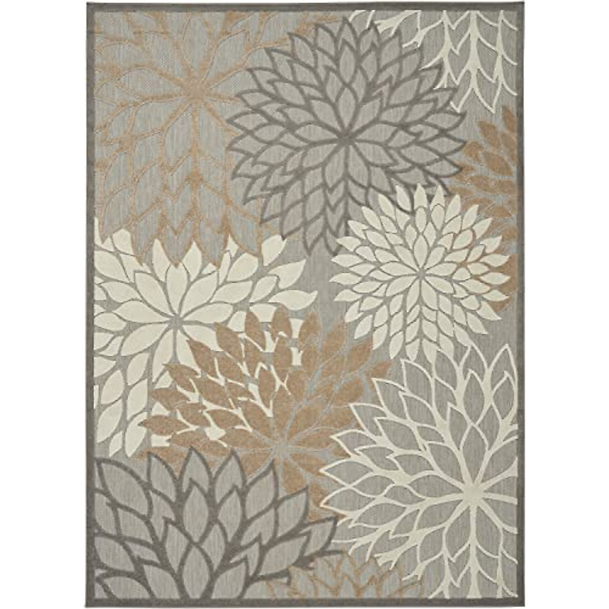 Nourison Aloha Indoor/Outdoor Natural 7' x 10' Area-Rug, Easy-Cleaning, Non Shedding, Bed Room, Living Room, Dining Room, Deck, Backyard, Patio (7x10)