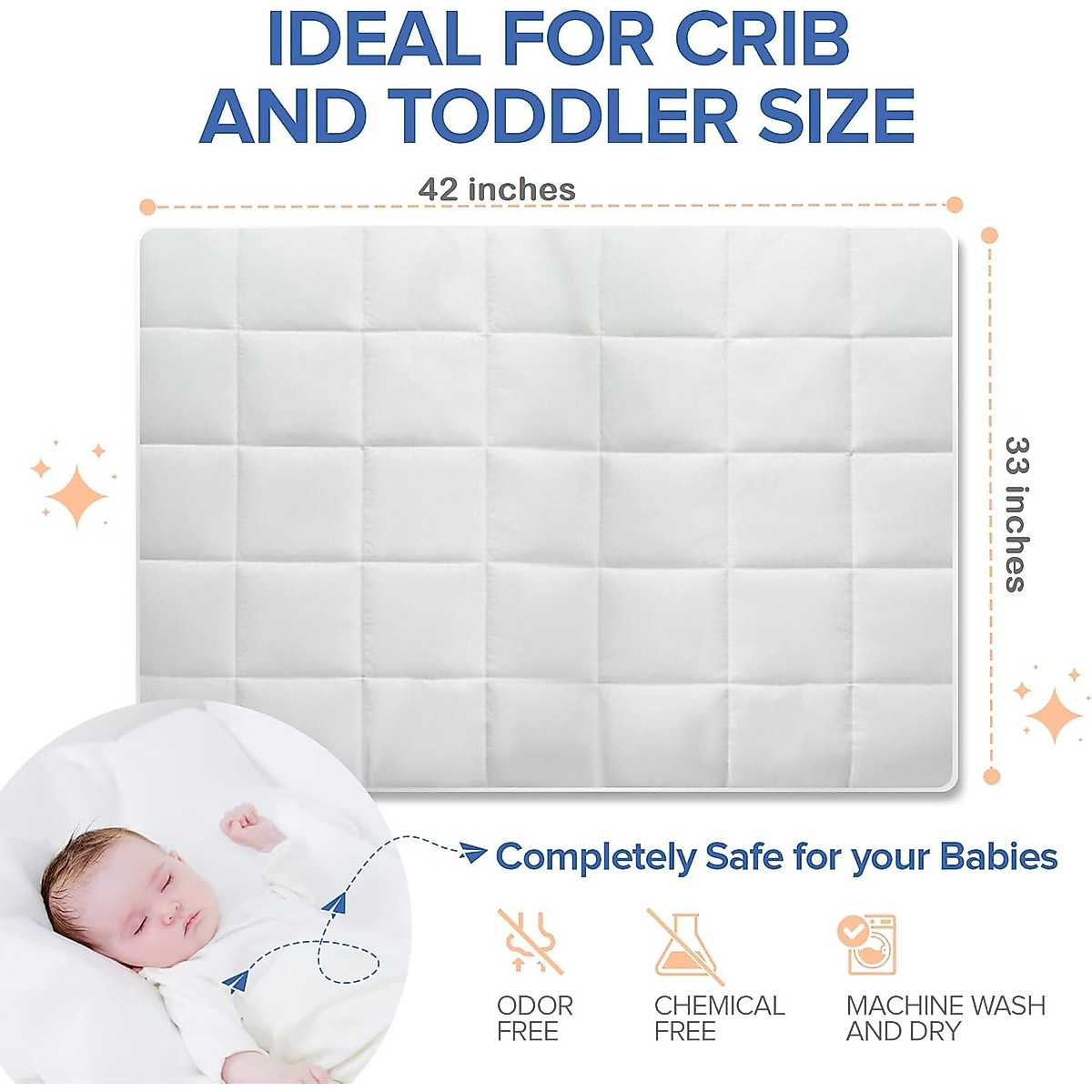 Continental Bedding Toddler Comforter, 100% White Goose Down Duvet Insert, Sleep Blanket with Cotton Shell, Fits Standard Crib, Toddler Bed, 39x47 Inches, White