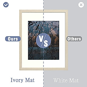 Frametory, 11x14 Picture Frame with Mat for 8x10 Photo - Country Rustic Style - High Definition Glass Wide Molding - Preinstalled Wall Mounting Hardware (Rustic Beige, 1 Pack)