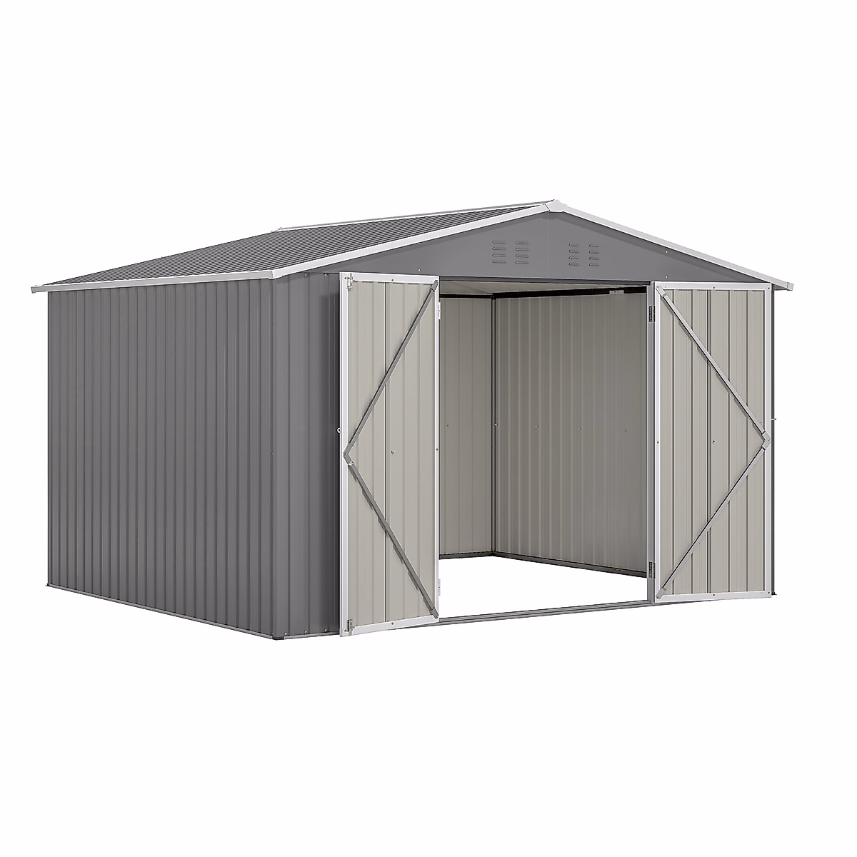 EMKK 10 x 8 FT Outdoor Storage Shed, Metal Shed with Lockable Doors, Water-Resistance & UV-Resistance Metal Sheds & Outdoor Storage House for Patio Garden Lawnmowers,Practical Tool