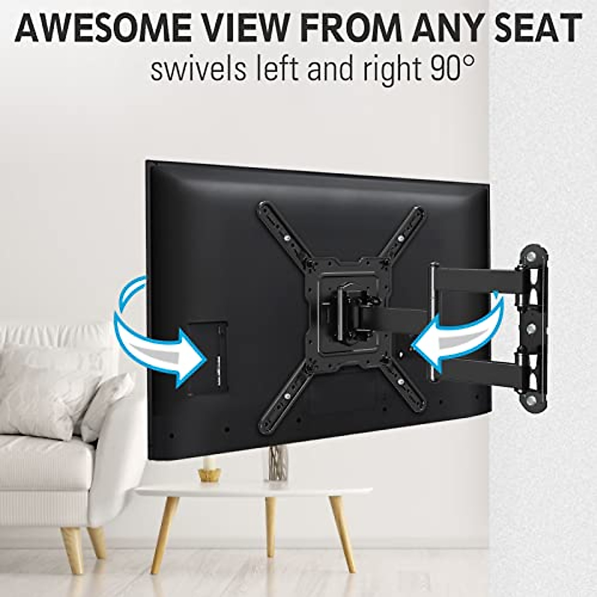 MOUNTUP UL Listed TV Wall Mounts TV Bracket for Most 26-55 Inches TVs, Full Motion TV Wall Mount with Swivel and Extend 17.7 Inch, TV Mount with Swivel Articulating Support, Max VESA 400x400mm, MU0009