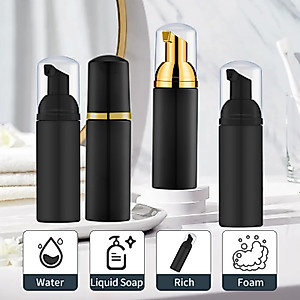 EGALLOP 2 Oz Empty Black Foam Pump Bottle, Foamer Soap Dispenser for Lash Shampoo, Hand Soap, Foaming Cleaner(Black Pump, 12 PCS)